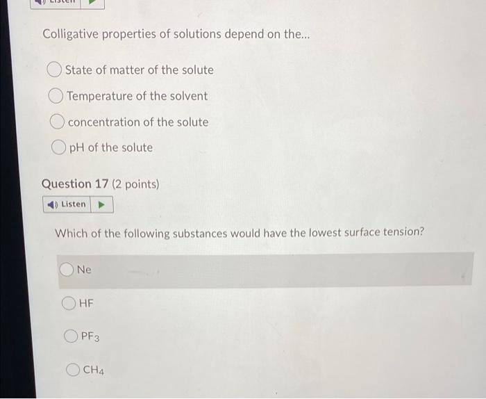 Solved Colligative properties of solutions depend on the... | Chegg.com