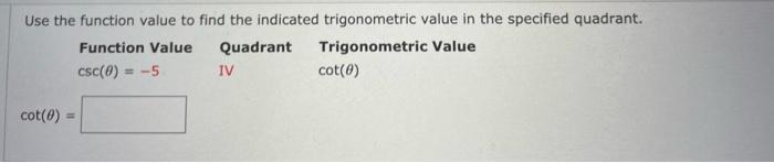 Solved Use the function value to find the indicated | Chegg.com