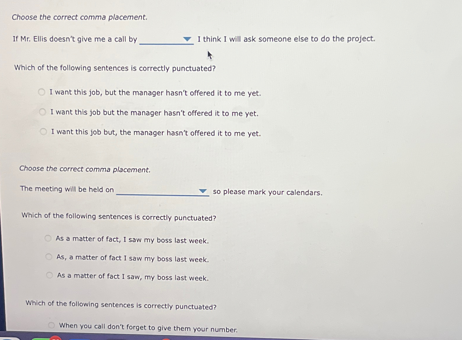 Solved Choose the correct comma placement.If Mr. ﻿Ellis | Chegg.com