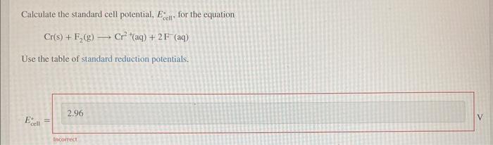 Solved Calculate The Standard Cell Potential Ecell ∗ For