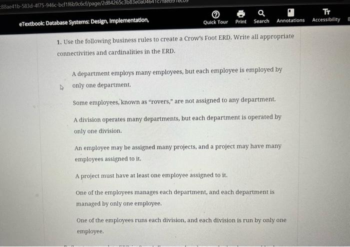 Solved Use the following business rules to create a Crow's | Chegg.com