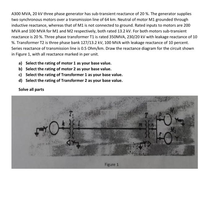 Solved A300 MVA, 20kV three phase generator has | Chegg.com