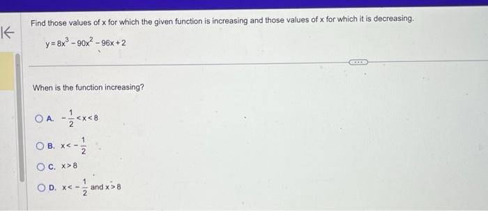Solved Find those values of x for which the given function | Chegg.com