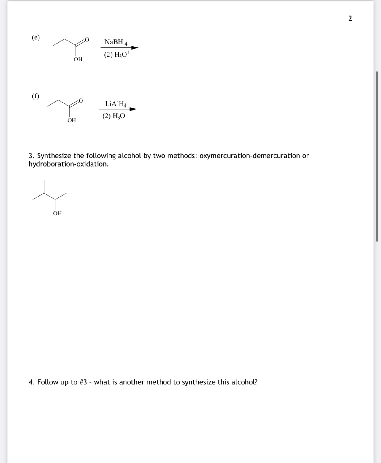 2(e)3. ﻿Synthesize the following alcohol by two | Chegg.com