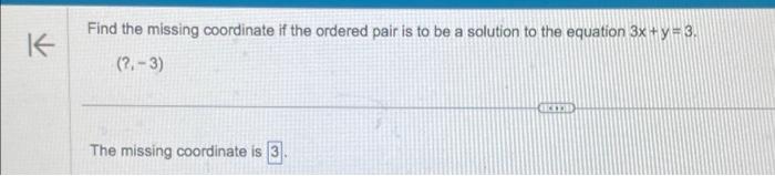Solved K Find the missing coordinate if the ordered pair is | Chegg.com