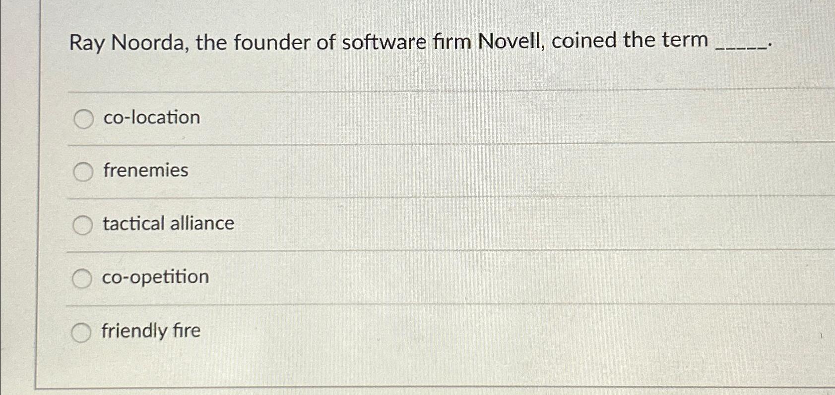 Solved Ray Noorda, the founder of software firm Novell, | Chegg.com