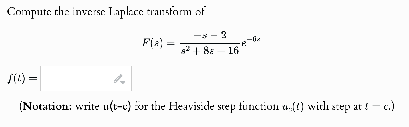 Solved Compute the inverse Laplace transform | Chegg.com