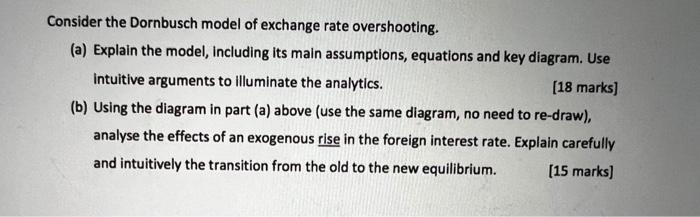 Solved Consider the Dornbusch model of exchange rate | Chegg.com