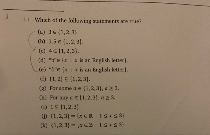 Solved 3 Which of the following statements are true? 3.1 (a) | Chegg.com