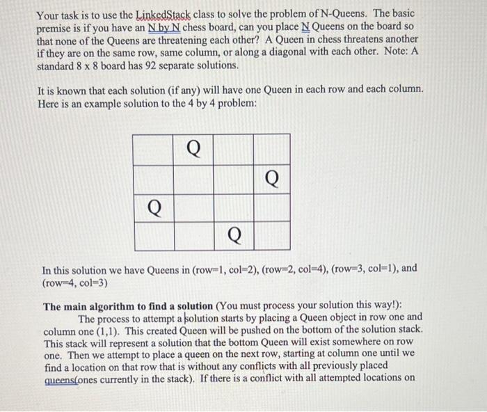 Solved Your task is to use the LinkedStack class to solve | Chegg.com