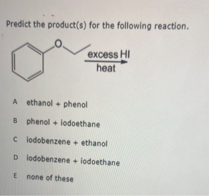 Solved Predict the product(s) for the following reaction. | Chegg.com