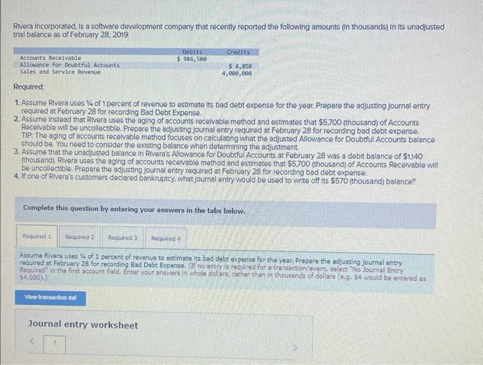 Solved Rivera Incorporated, Is a software development | Chegg.com