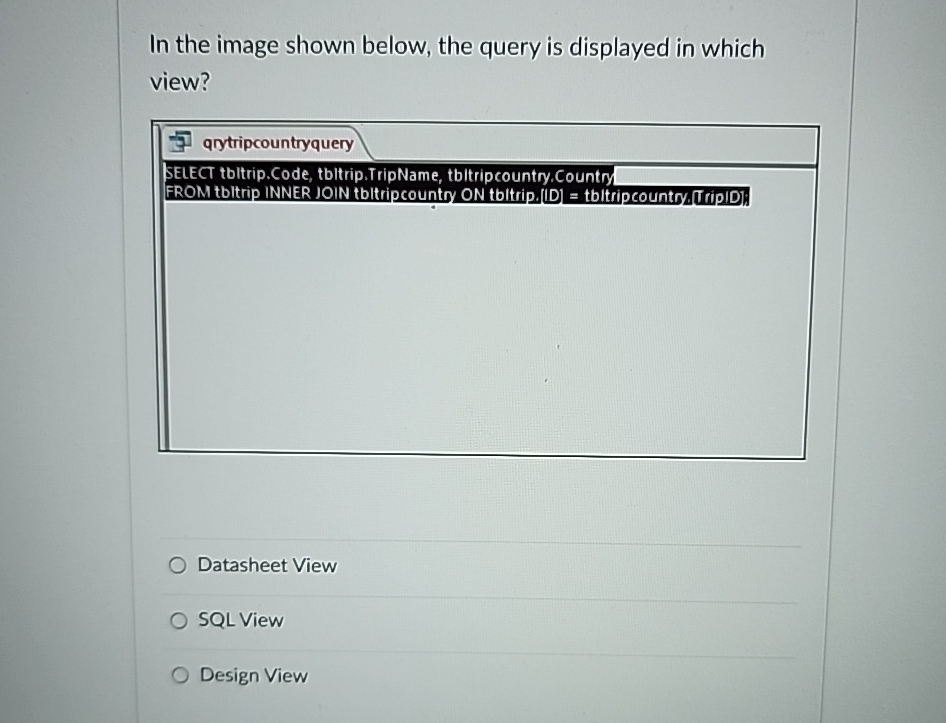 Solved In the image shown below, the query is displayed in | Chegg.com