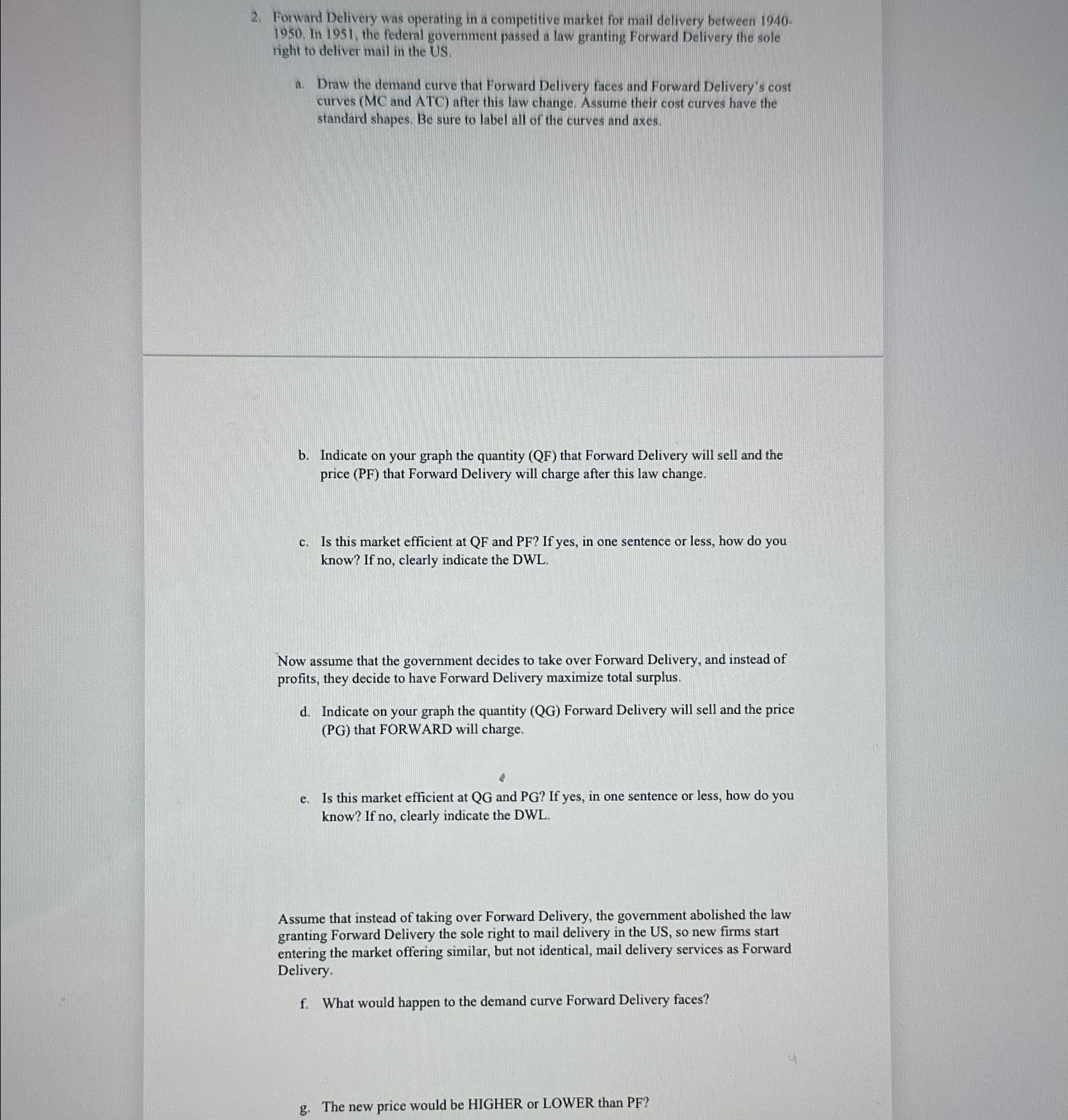 Solved Forward Delivery was operating in a competitive | Chegg.com