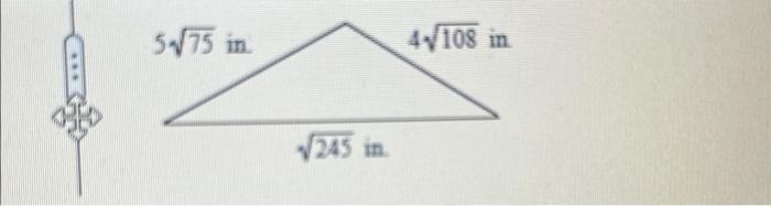 Solved 5√√75 in. √245 in 4/108 inFind the perimeter of the | Chegg.com