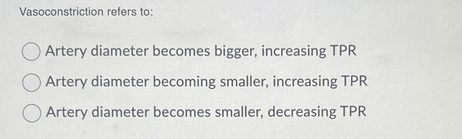 Solved Vasoconstriction refers to:Artery diameter becomes | Chegg.com