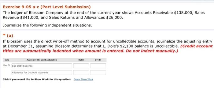 Solved Exercise 9-05 a-c (Part Level Submission) The ledger | Chegg.com