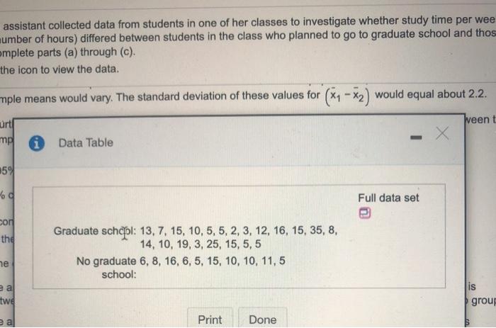 Solved A teaching assistant collected data from students in | Chegg.com