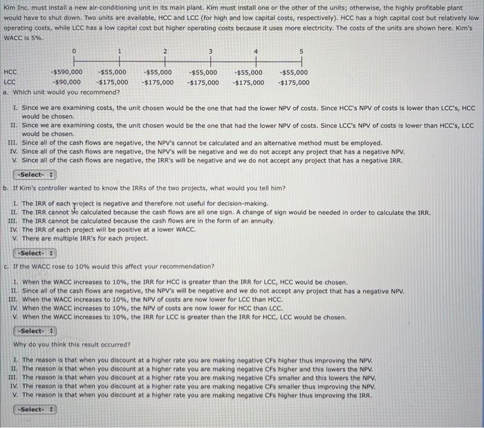 Solved Kim Inc. must install a new air-conditioning unit in | Chegg.com