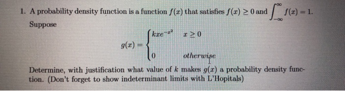 Solved 1. A probability density function is a function S(x) | Chegg.com
