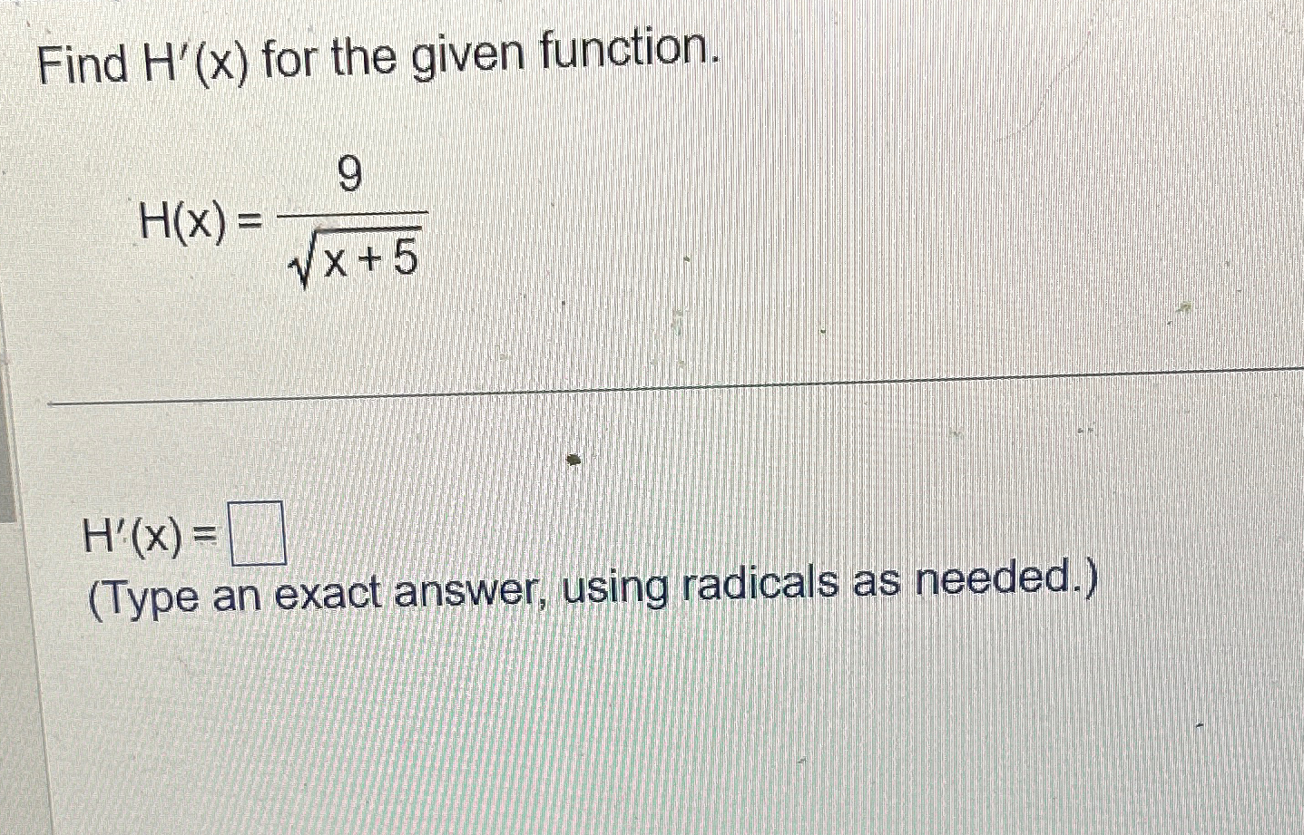 Solved Find H'(x) ﻿for the given | Chegg.com