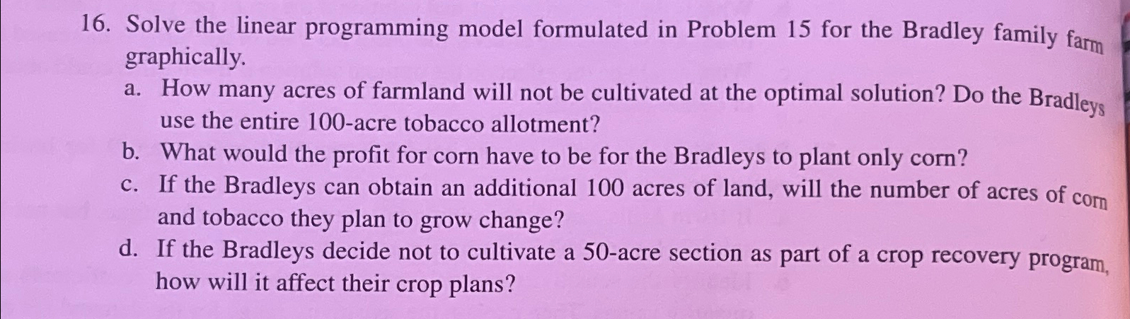 Solved Solve the linear programming model formulated in | Chegg.com
