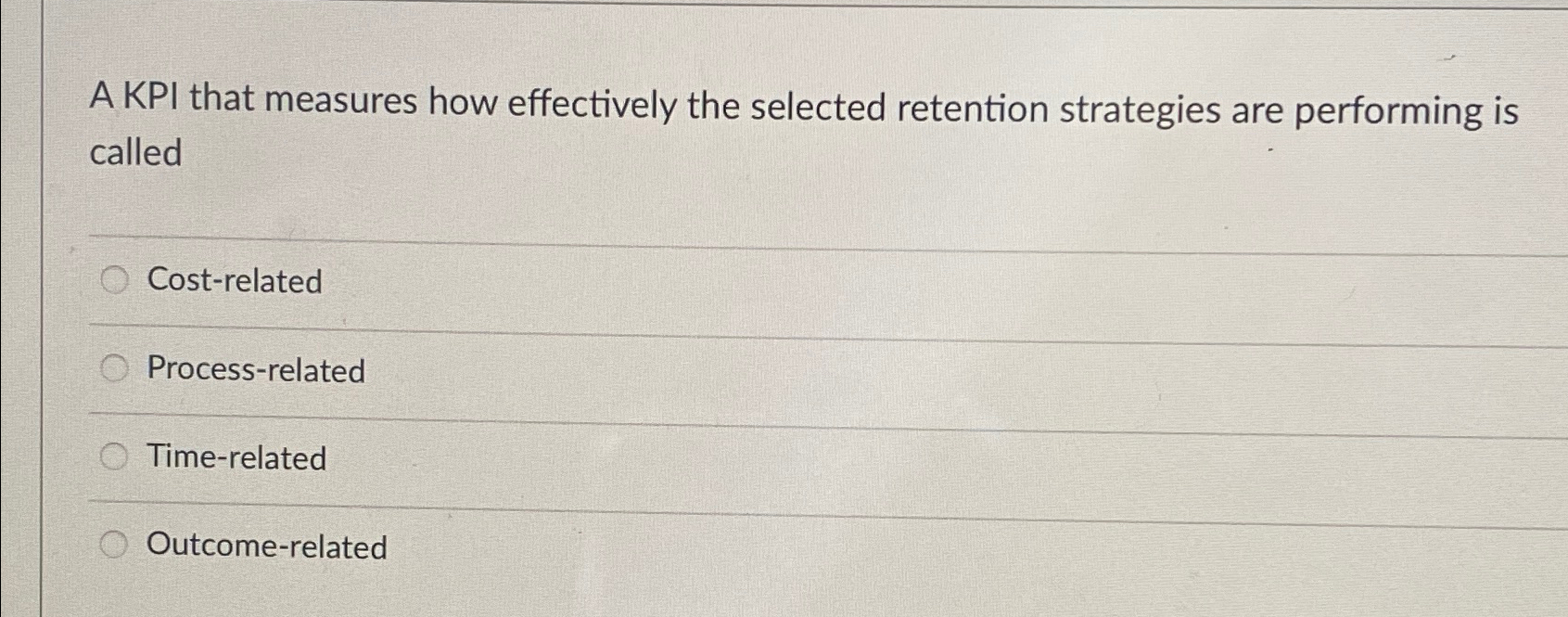 Solved A KPI that measures how effectively the selected | Chegg.com