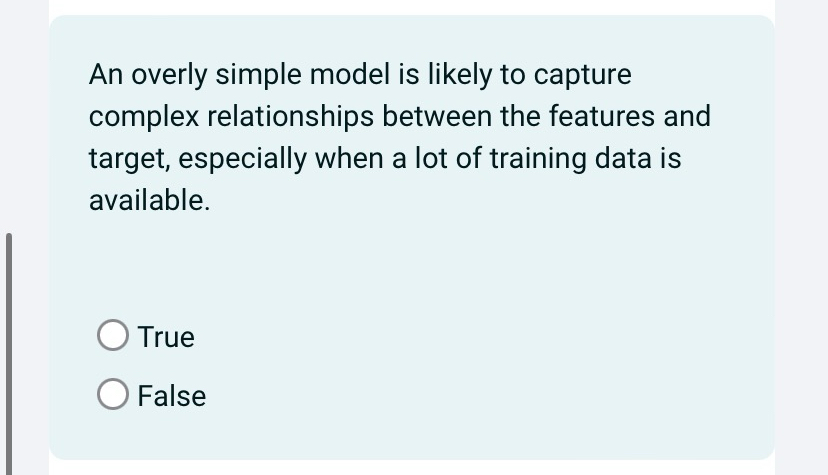Solved An overly simple model is likely to capture complex | Chegg.com