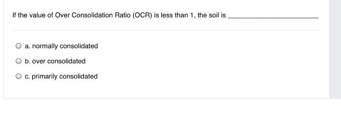 Solved If the value of Over Consolidation Ratio (OCR) is | Chegg.com