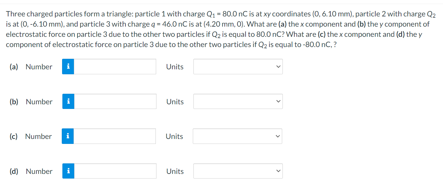 Solved Three charged particles form a triangle: particle 1 | Chegg.com