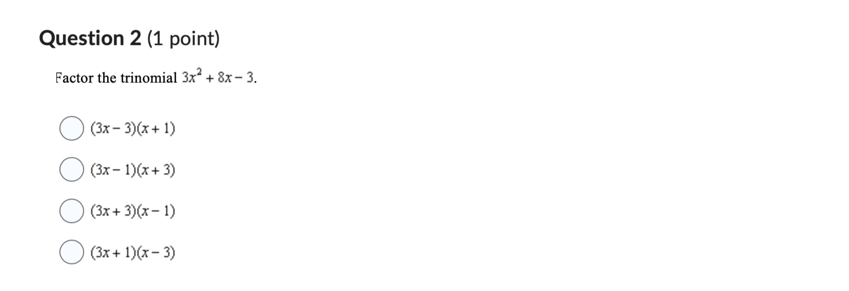 Solved Question 2 1 ﻿point Factor The Trinomial