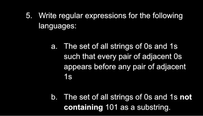 Solved Write regular expressions for the following | Chegg.com