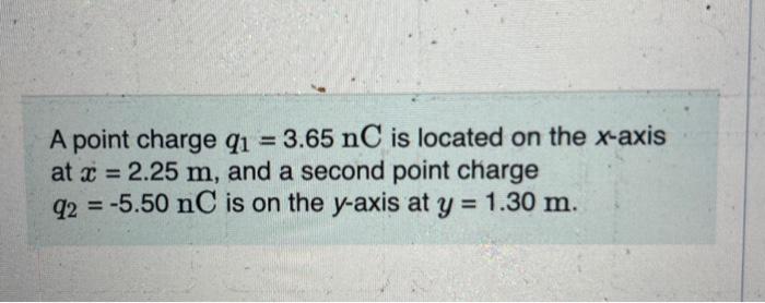 Solved A point charge q1=3.65nC is located on the x-axis at | Chegg.com