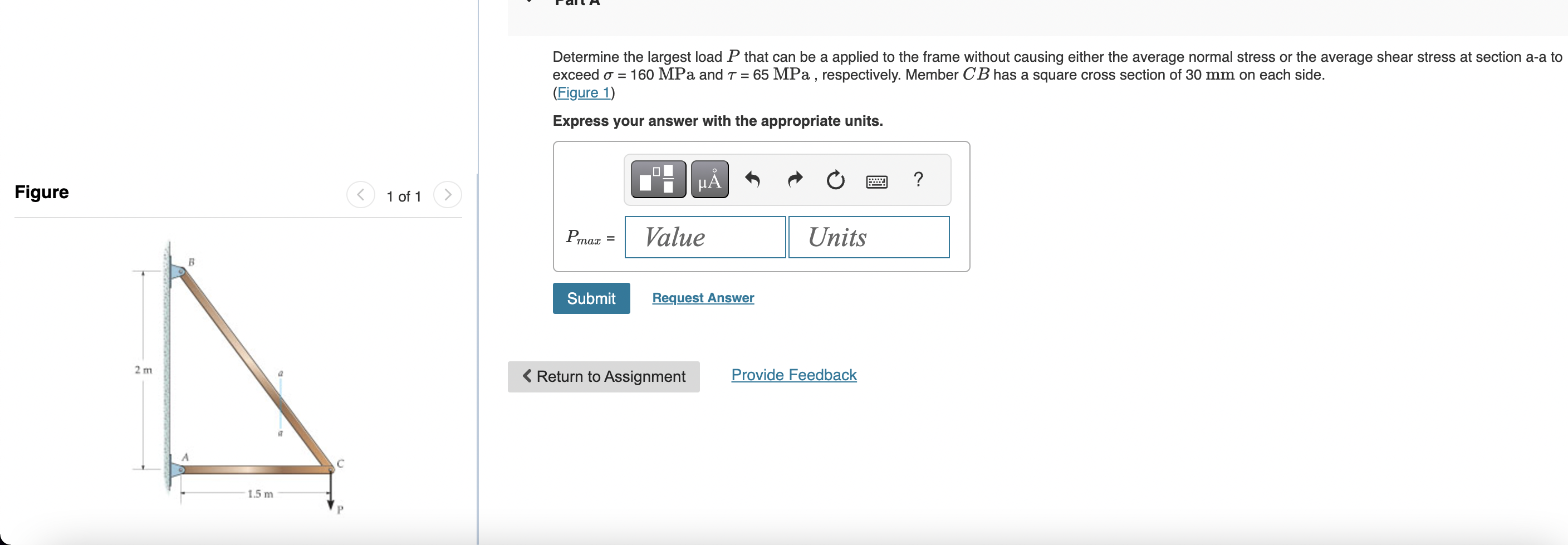 Solved Determine the largest load P that can be a applied to | Chegg.com
