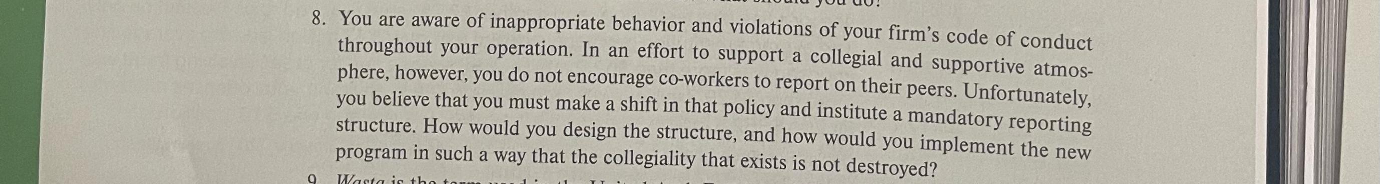 Solved You are aware of inappropriate behavior and | Chegg.com