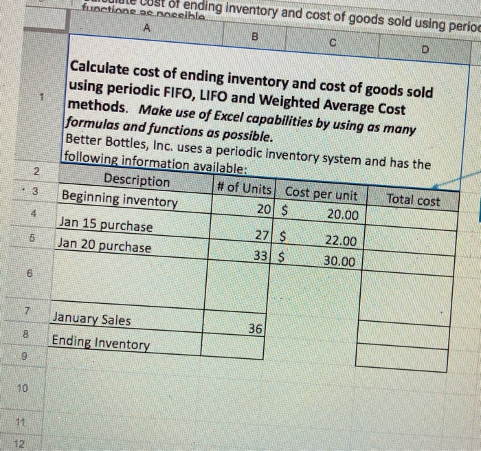 Solved Lost of ending inventory and cost of goods sold using | Chegg.com