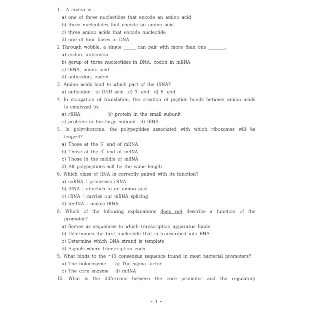 Solved A codon isa) ﻿one of three nucleotides that encode an | Chegg.com