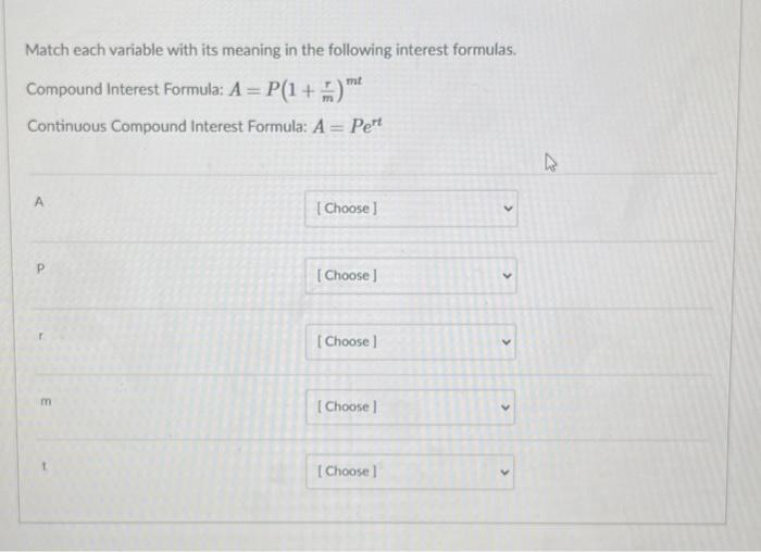 Solved mt Match each variable with its meaning in the | Chegg.com