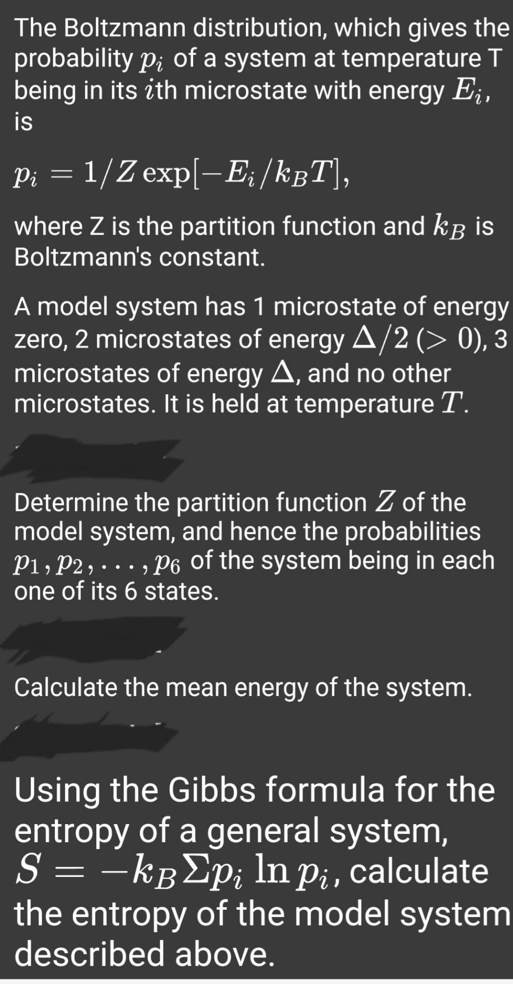 Solved The Boltzmann distribution, which gives the | Chegg.com