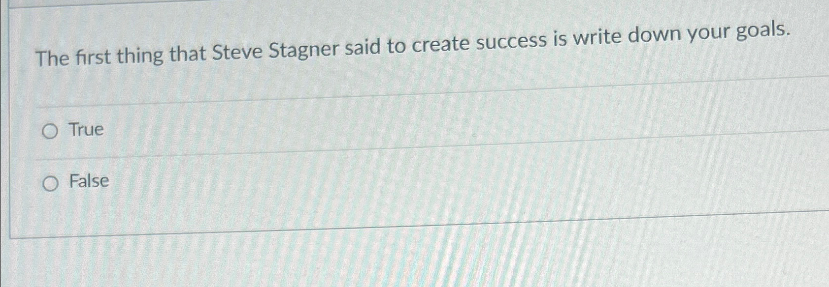 Solved The first thing that Steve Stagner said to create | Chegg.com