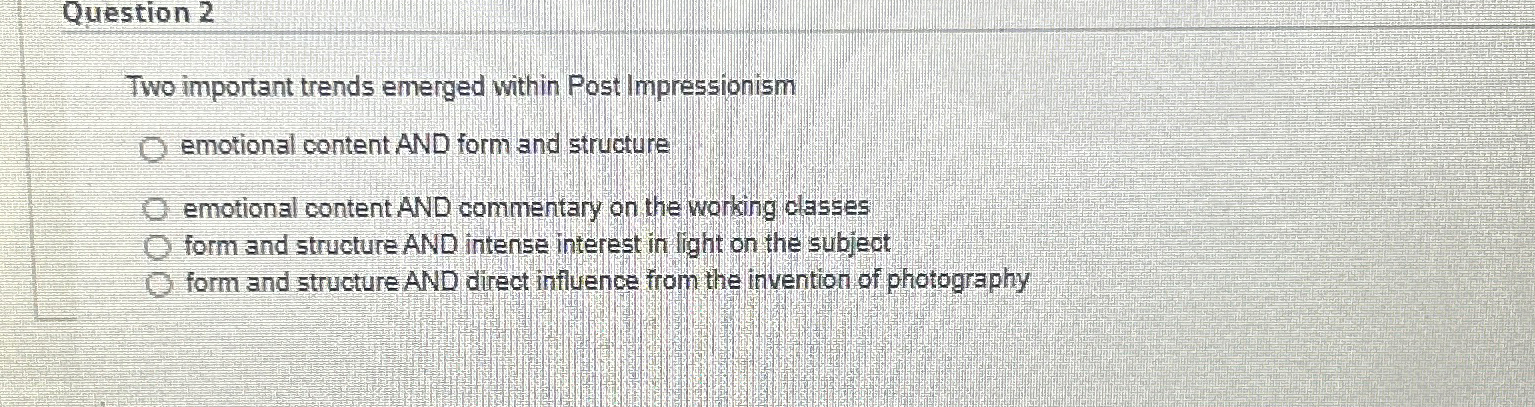Solved Question 2Two important trends emerged within Post | Chegg.com