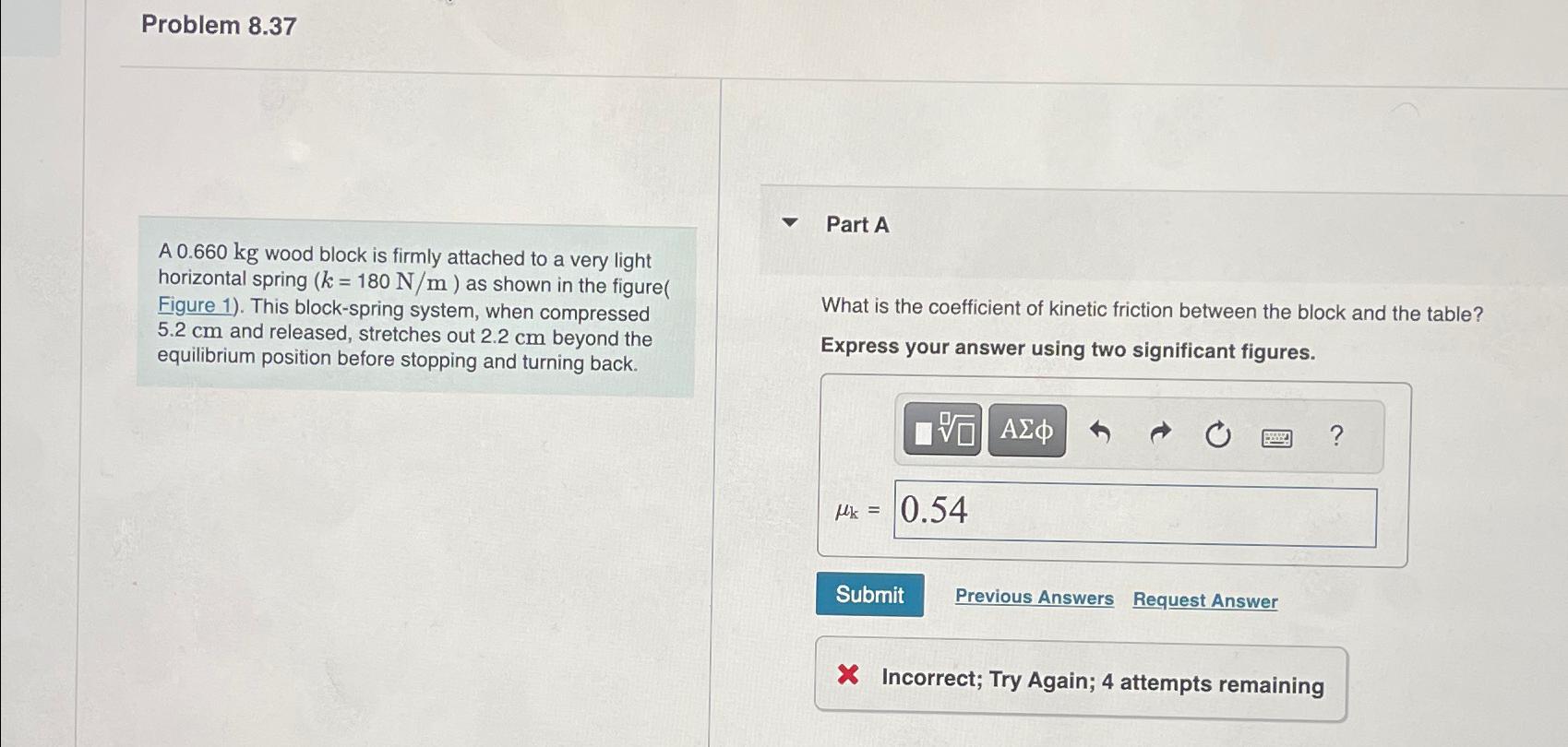 Solved Problem 8.37A 0.660kg ﻿wood block is firmly attached | Chegg.com