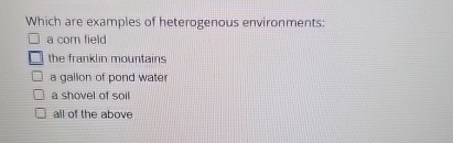 Solved Which are examples of heterogenous environments:a com | Chegg.com