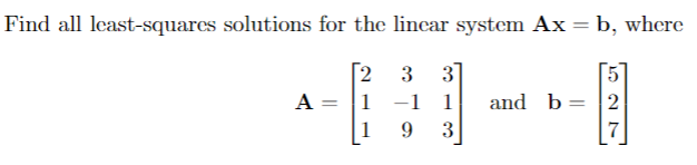 Solved Find all least-squares solutions for the linear | Chegg.com