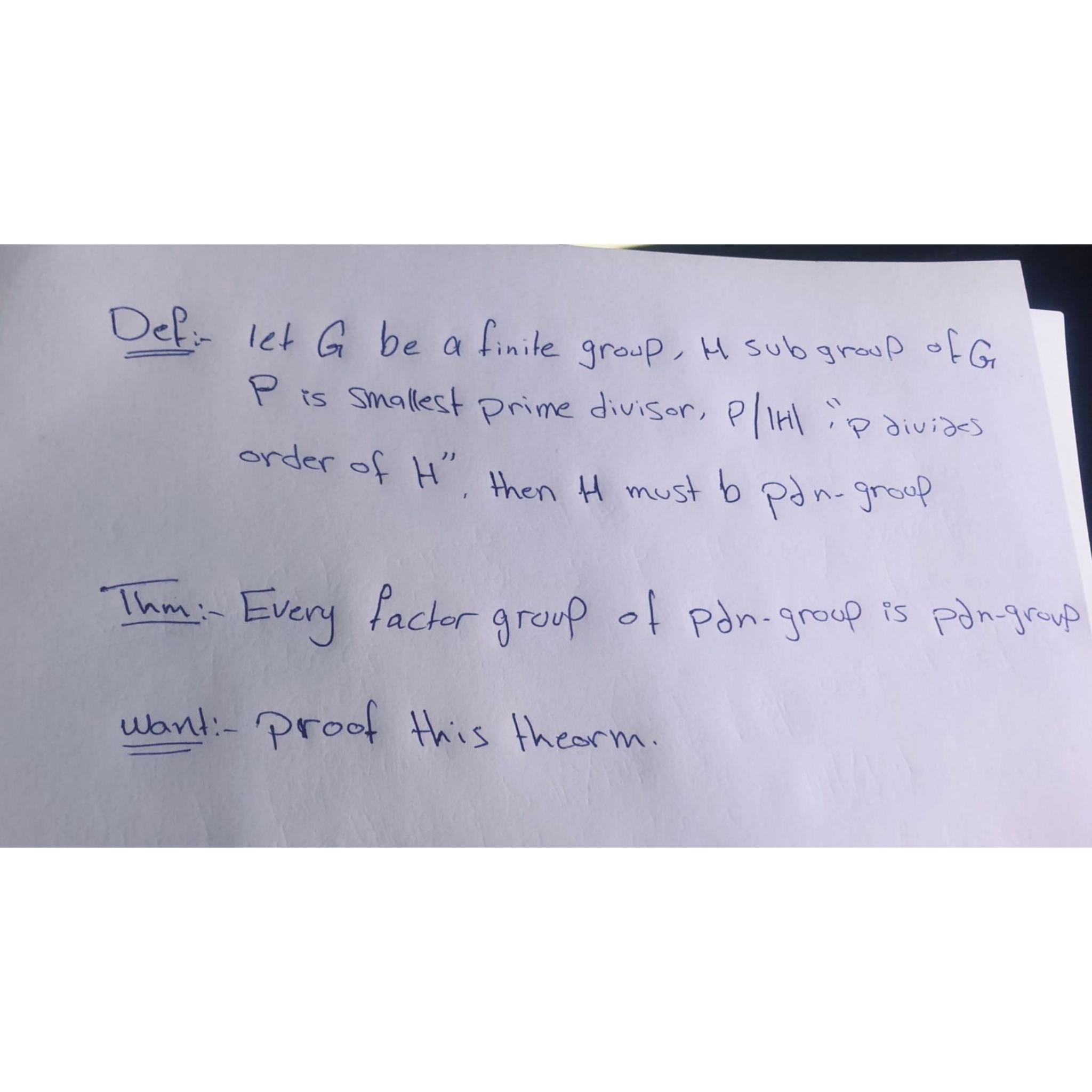 Solved Def:- ﻿let G ﻿be a finite group, H sub group of G P | Chegg.com