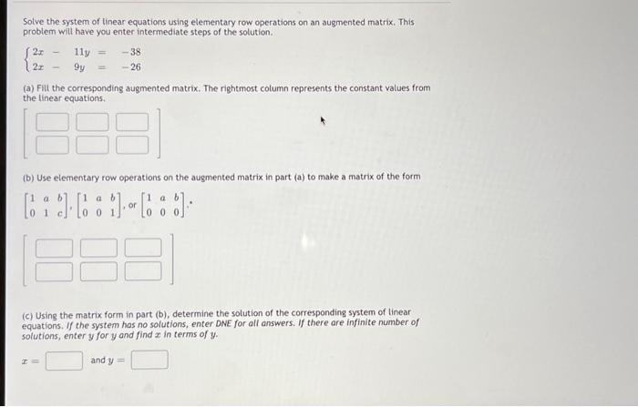 Solved Solve the system of linear equations using elementary | Chegg.com