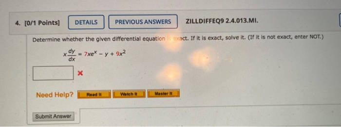 Solved 4. [0/1 Points) DETAILS PREVIOUS ANSWERS ZILLDIFFEQ9 | Chegg.com