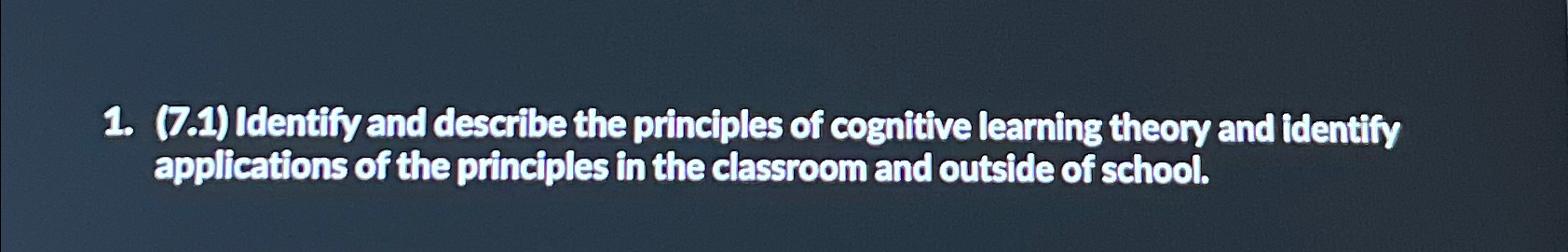 Solved Identify and describe the principles of cognitive | Chegg.com