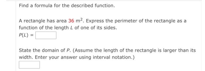 Solved Find a formula for the described function. A | Chegg.com