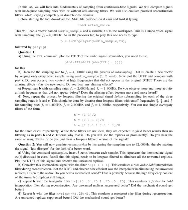 Solved In this lab, we will look into fundamentals of | Chegg.com